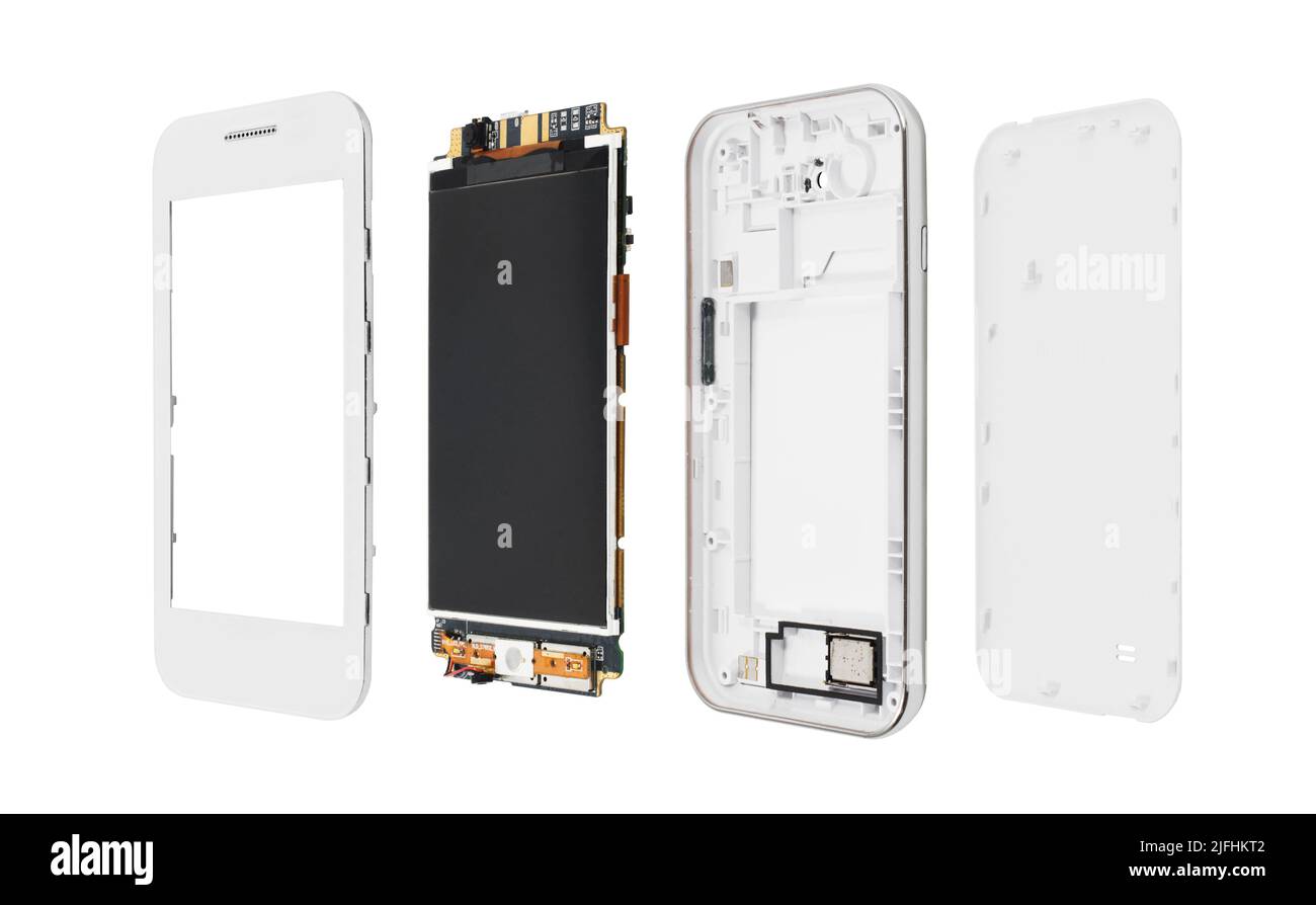 Disassembled smartphone isolated on white Stock Photo - Alamy