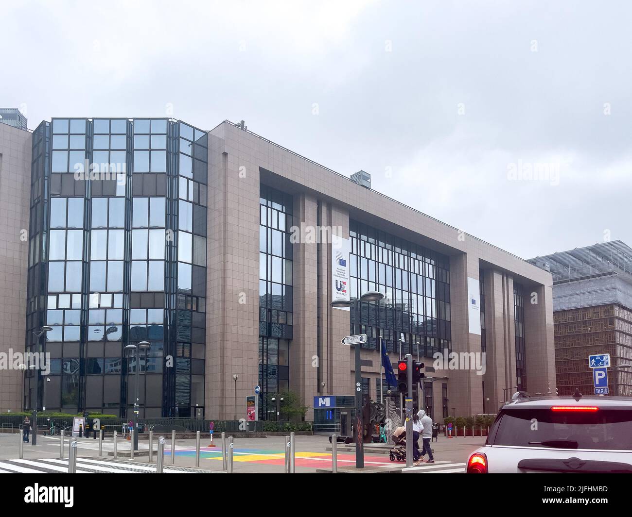 Exterior of European union parliament building in Bruxelles, Belgium ...
