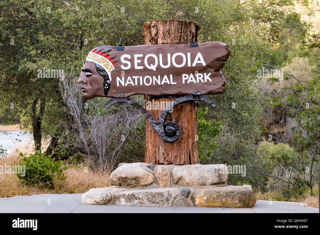 Sequoia tree national Park, USA - May 22, 2022: entrance logo of the ...