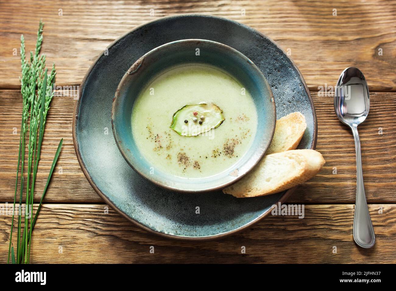 Vegetarian cream-soup of vegetable marrow Stock Photo - Alamy