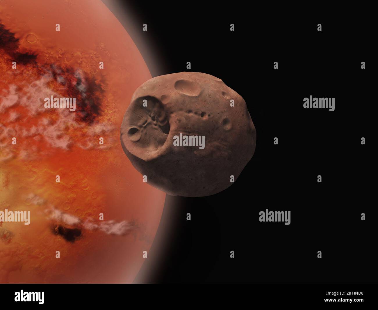 Phobos and the planet Mars Stock Photo - Alamy