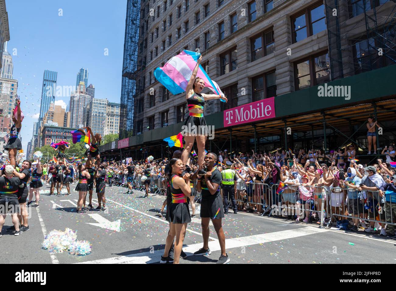 Cheer New York performing at the Pride Parade in NYC on June 26, 2022 ...
