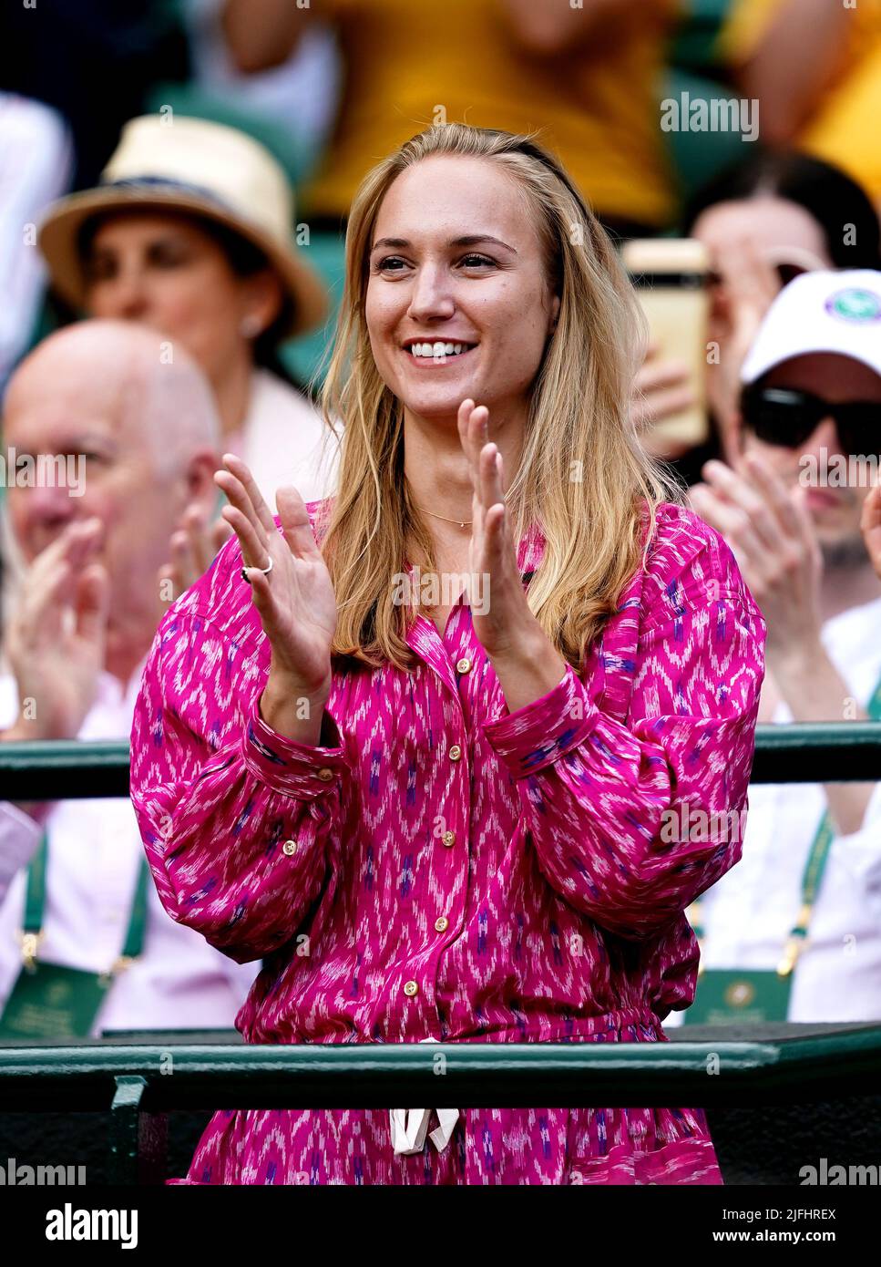 Louise Jacobi celebrates after watching her boyfriend Cameron Norrie ...