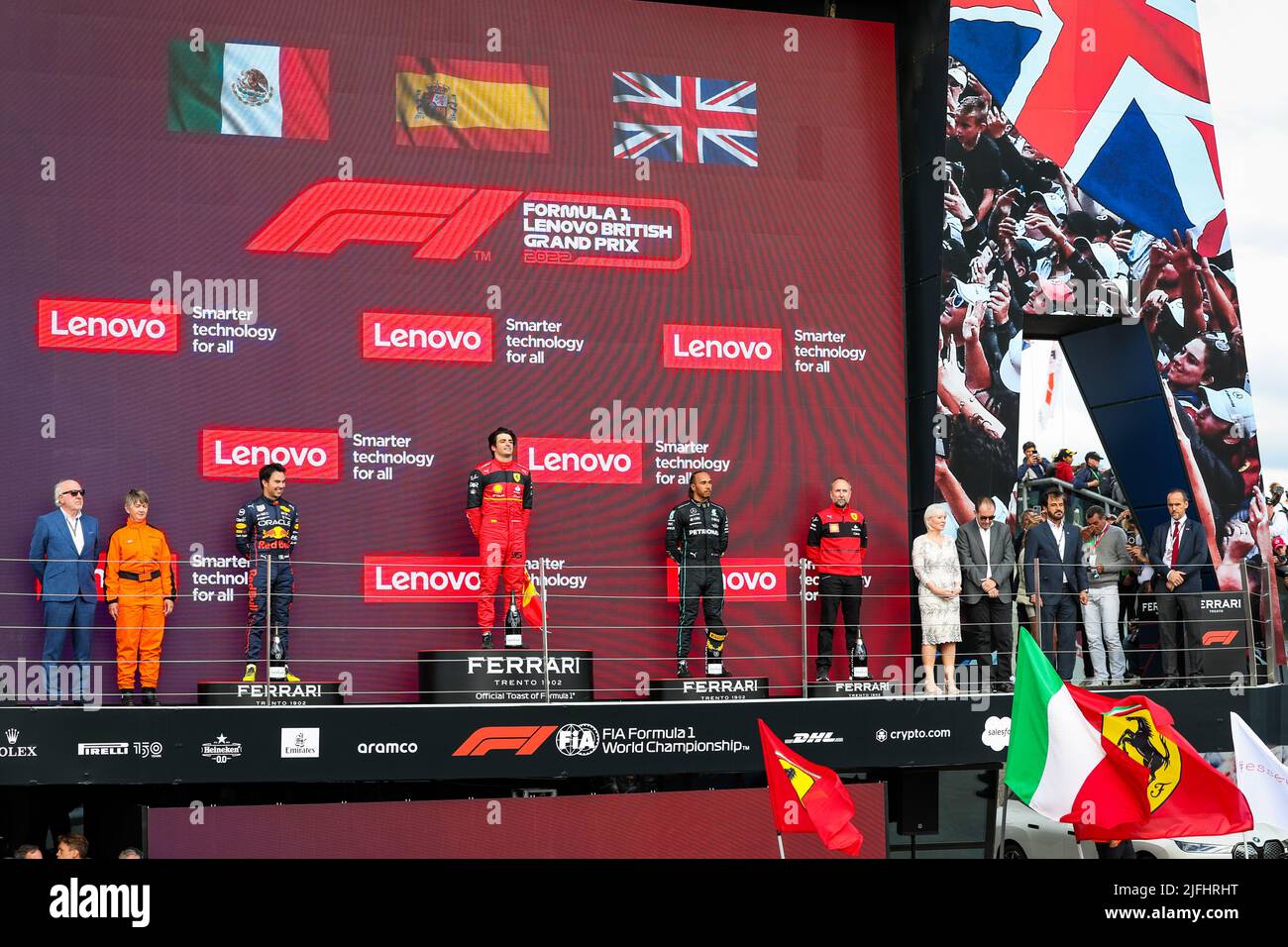 Silverstone, UK. 3rd July, 2022. Podium: SAINZ Carlos (spa), Scuderia ...