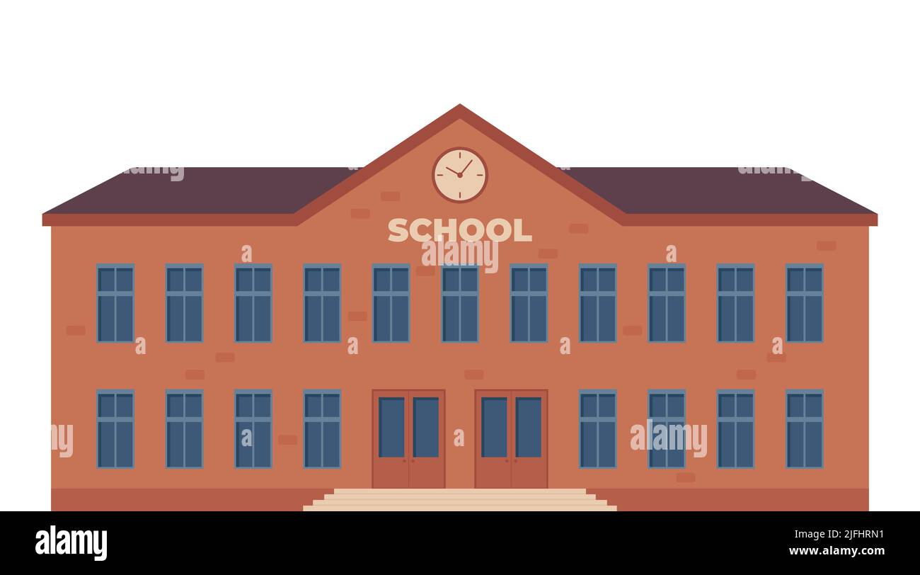Modern School Building Exterior. Welcome Back To School. Educational ...
