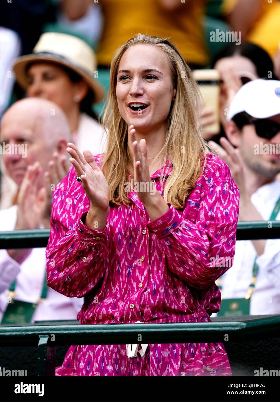 Louise Jacobi celebrates after watching her boyfriend Cameron Norrie ...