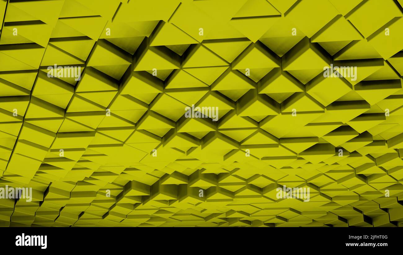 Yellow and white background.Design. Small triangles of the same color ...