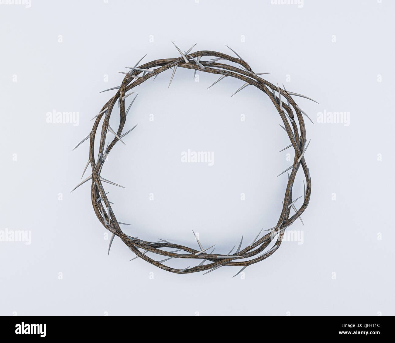 Branches of thorns woven into a crown depicting the crucifixion on an ...