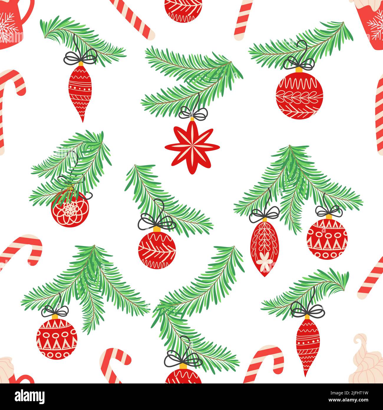 Seamless christmas pattern with fir branches. Spruce background ...