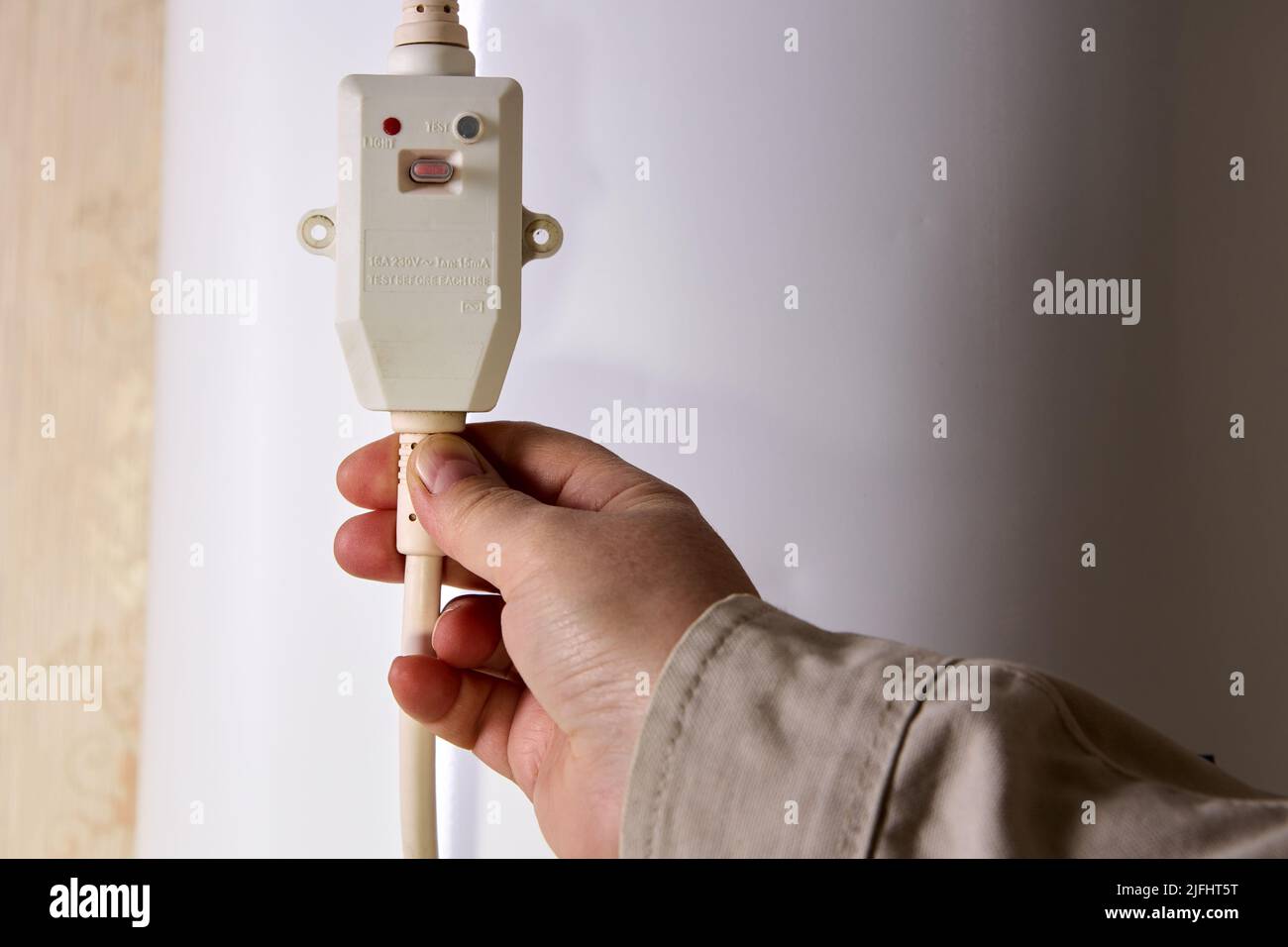 Leakage Protection GFCI or RCD mounted before plug Stock Photo - Alamy