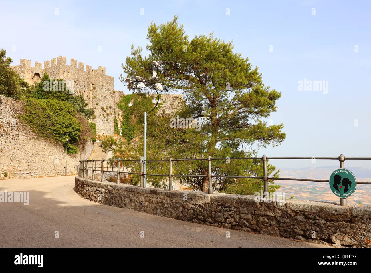 Erice, Sicily (Italy): sign to obligatory to kiss around the medieval ...