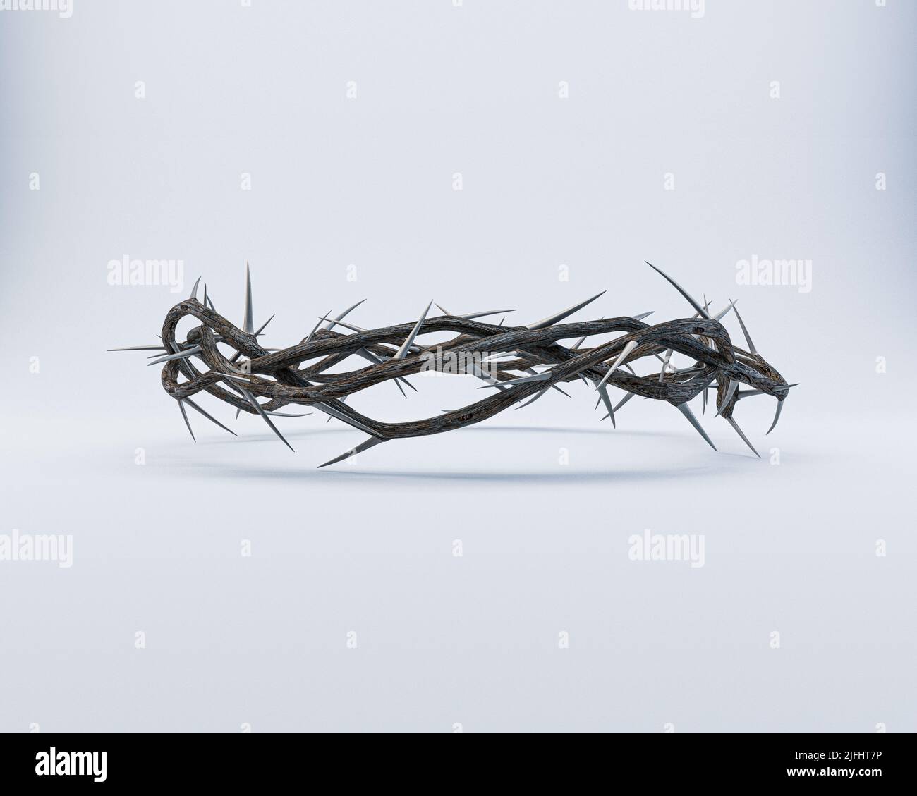 Branches of thorns woven into a crown depicting the crucifixion on an ...