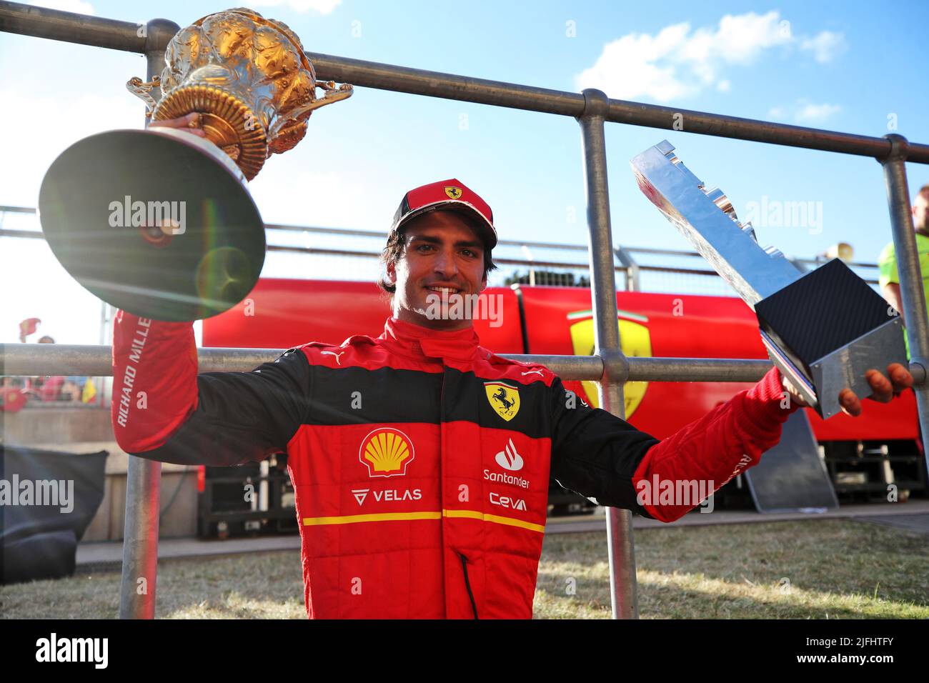 Silverstone, UK. 03rd July, 2022. Race winner Carlos Sainz Jr (ESP ...