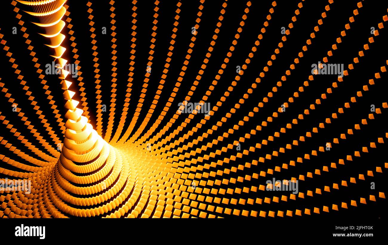 Black background. Design. Bright orange lines that flow into one and ...