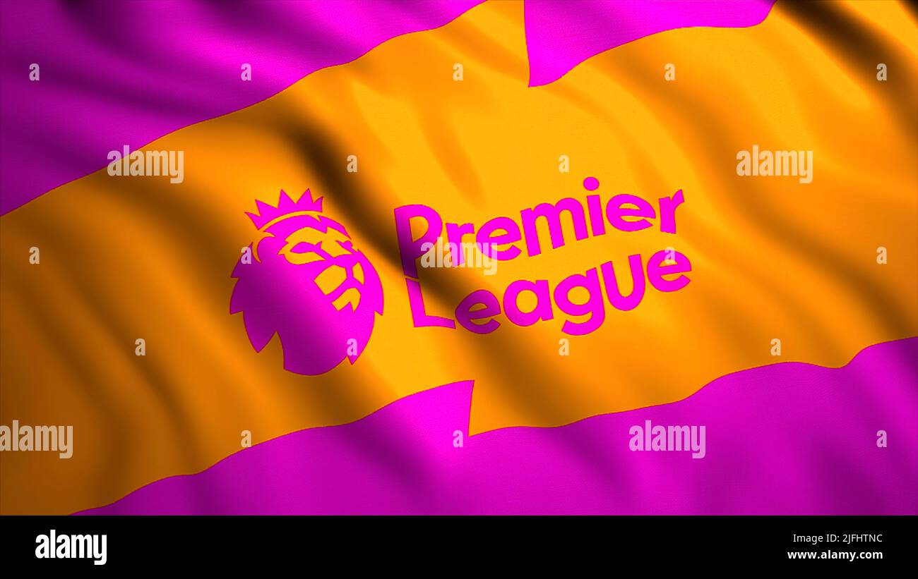 Swaying abstract flag with the logo of the new English Premier League ...