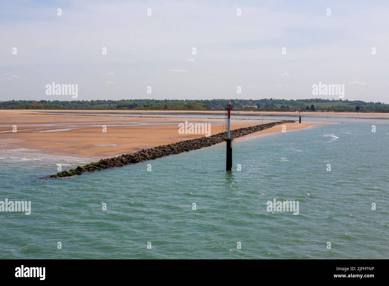 Lateral beacons marking the navigable entrance to the Estuaire de l ...
