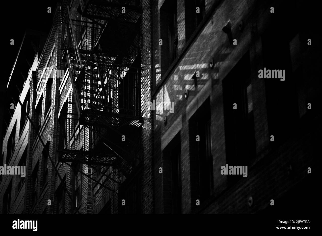 Fire escape bridge Black and White Stock Photos & Images - Alamy