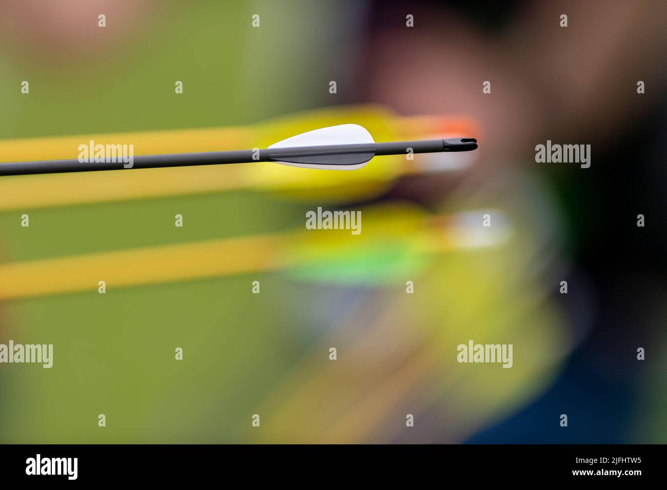 Archery arrow on green background. Professional sport concept ...