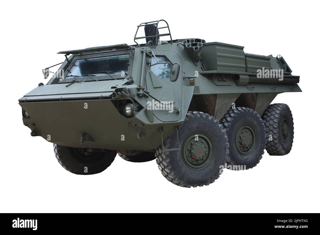 A Large Dark Green Military Armoured Vehicle Stock Photo - Alamy