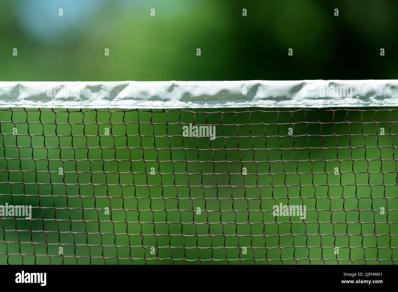 Badminton net outside on badminton court, closeup view of badminton net ...