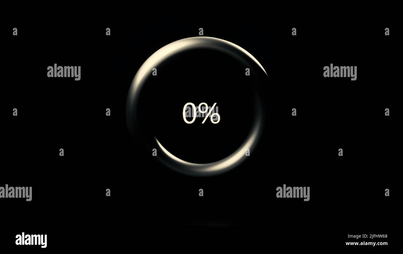 Luminous ring with percentages. Motion. Bright ring is filled with ...