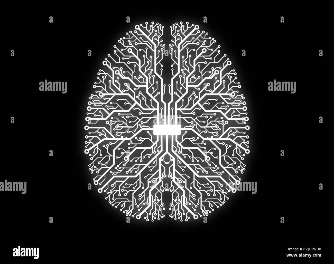 Printed circuit in the shape of a human brain Stock Photo - Alamy