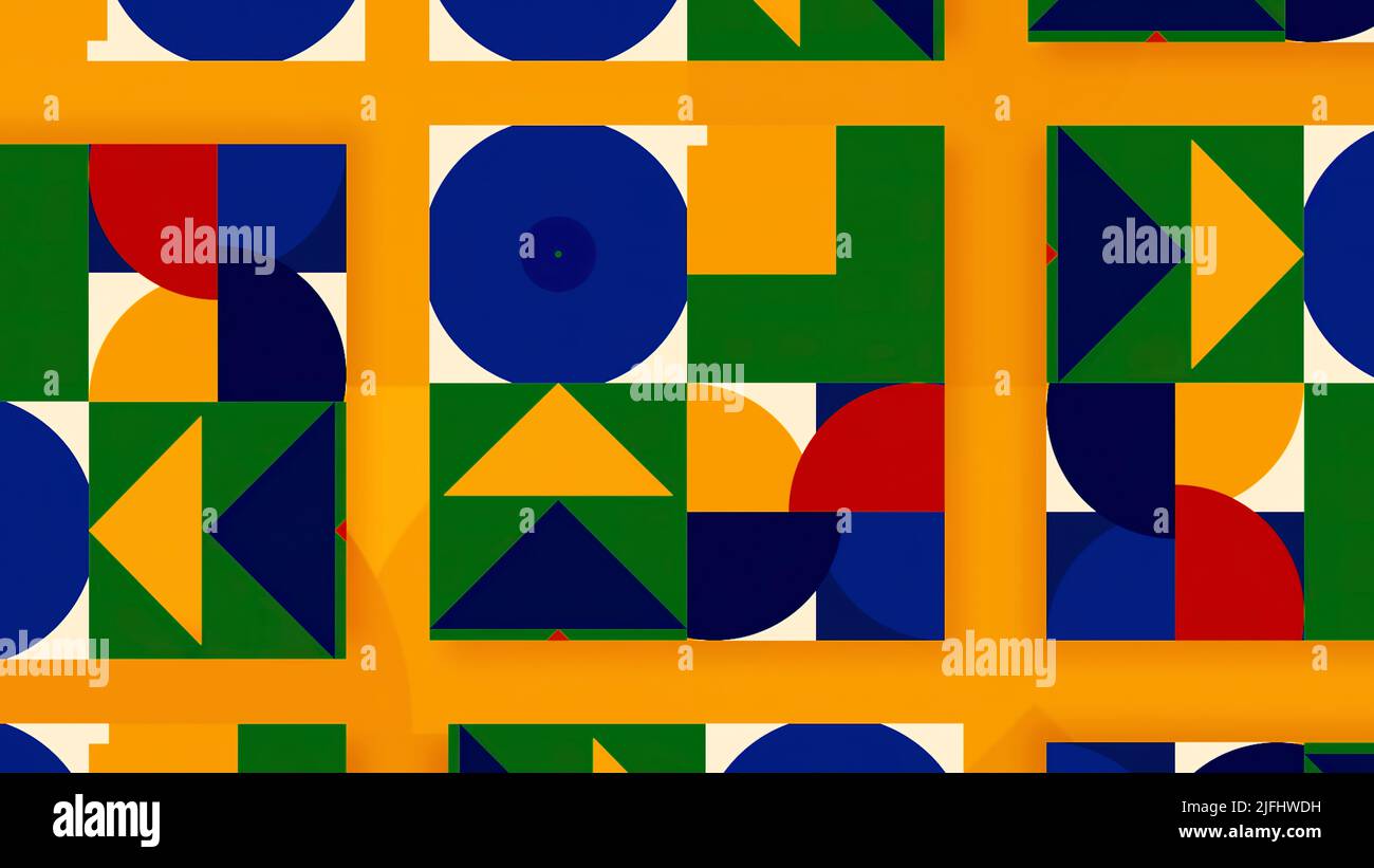 Yellow abstraction. Motion. Small geometric shapes in abstraction move ...