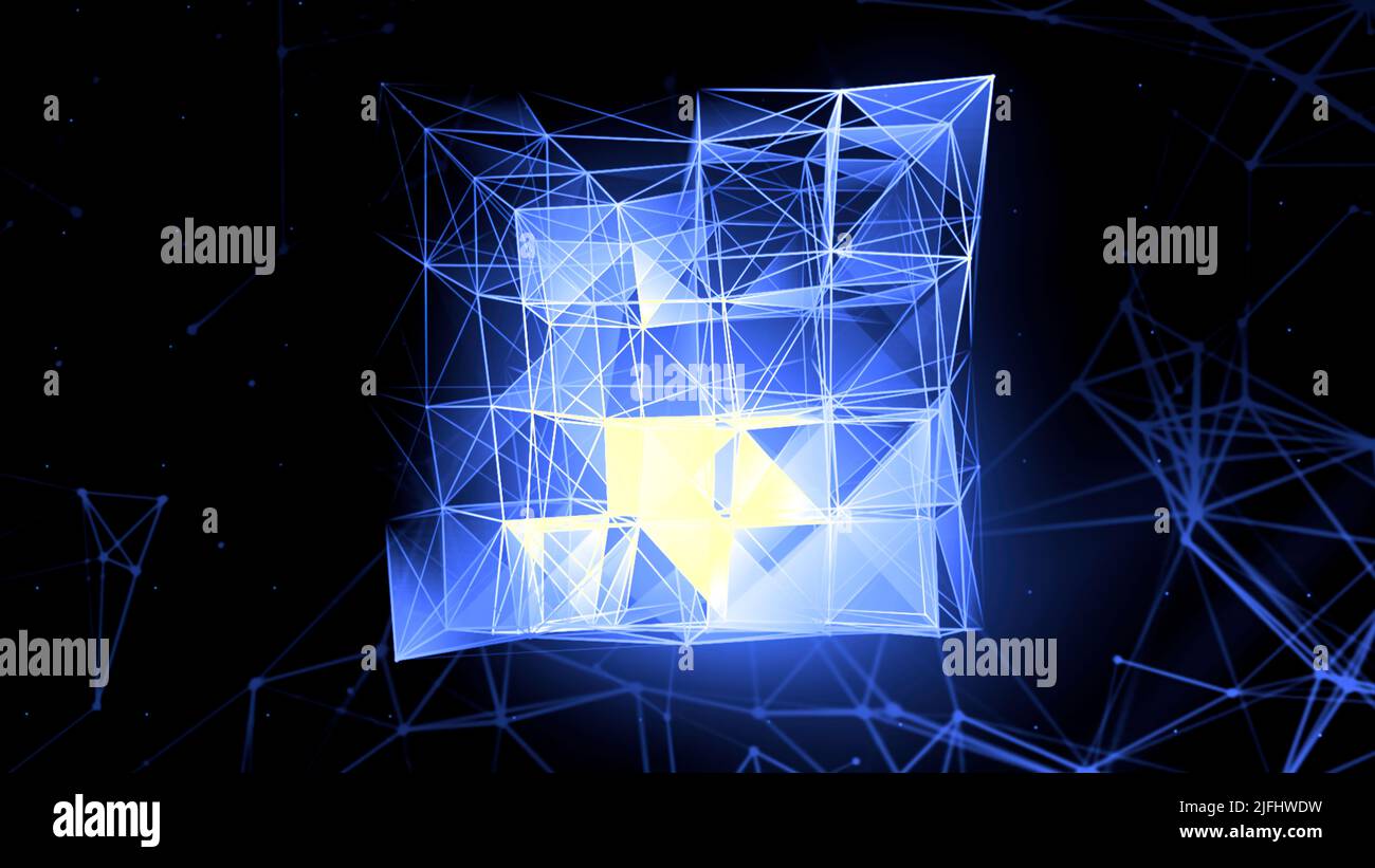 Bright neon square.Motion.A large geometric figure in animation that ...