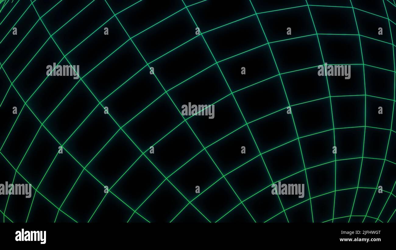 Computer grid moves in shape of ball. Design. Electronic grid in retro ...