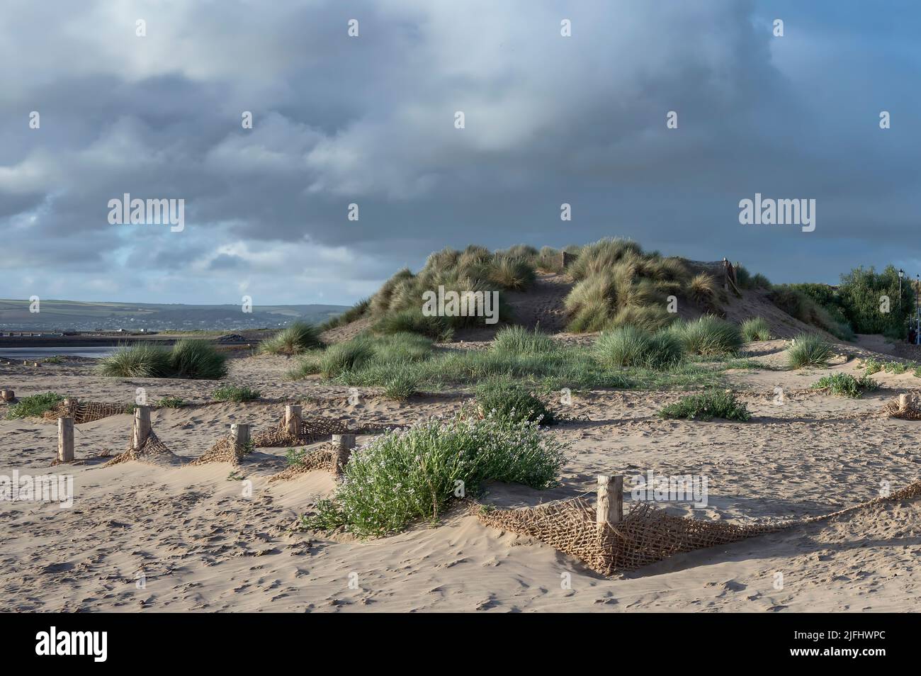 Sand Dunes on Instow beach North Devon at nearly sunset Stock Photo - Alamy