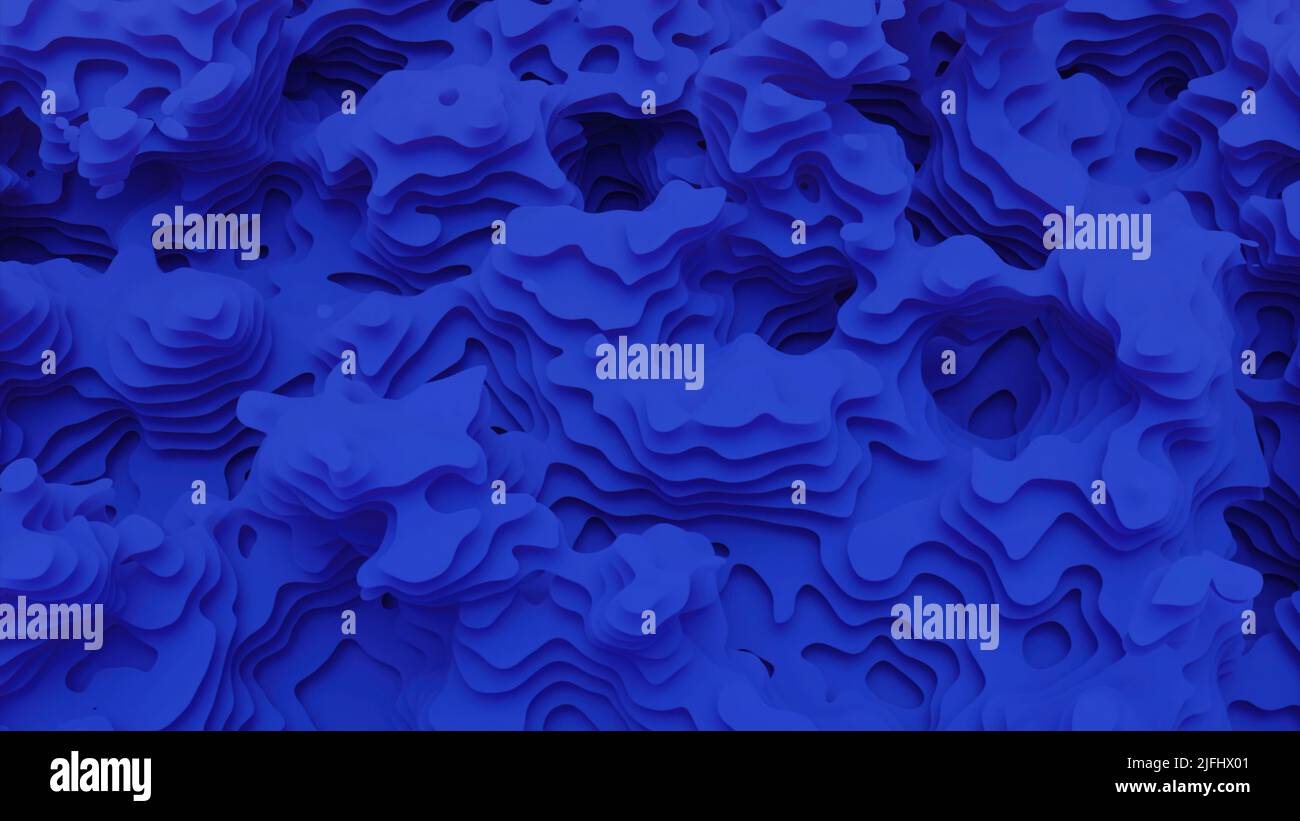 3D landscape layers. Design. Animation of moving layers of topographic ...