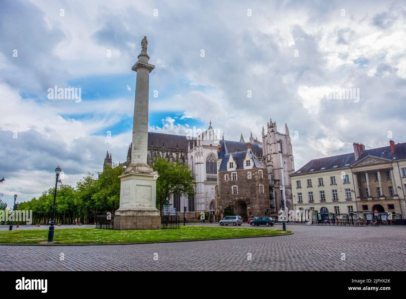 Central square of Nantes- course of St Pierre and monument of St ...