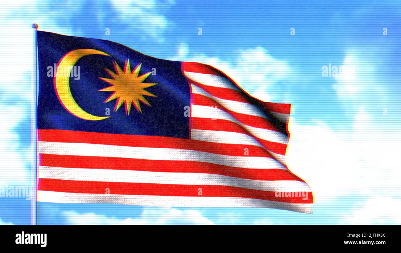 Flag of Malaysia. Motion.A bright flag consisting of red and blue ...