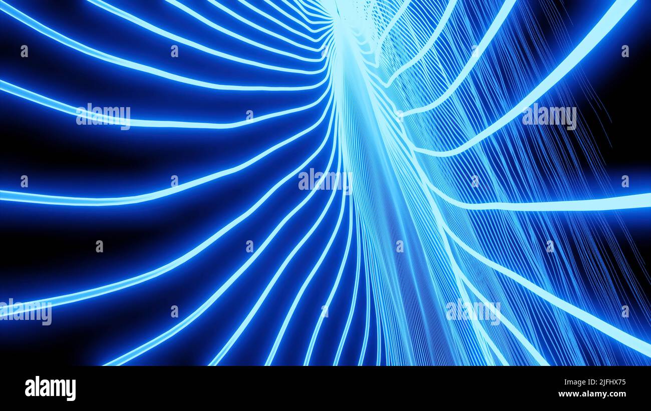 Neon 3d lines move in stream. Design. Abstract bright lines move ...
