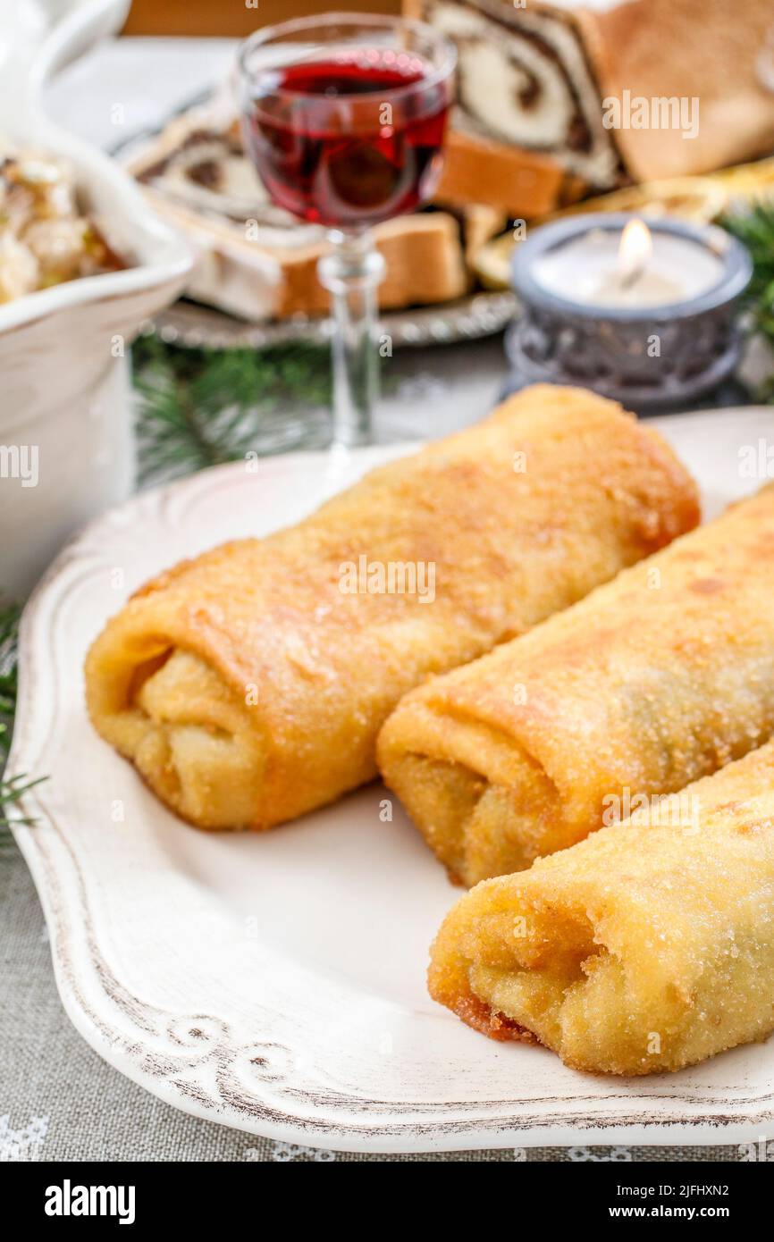 Traditional croquettes stuffed with cabbage, meat and mushrooms ...