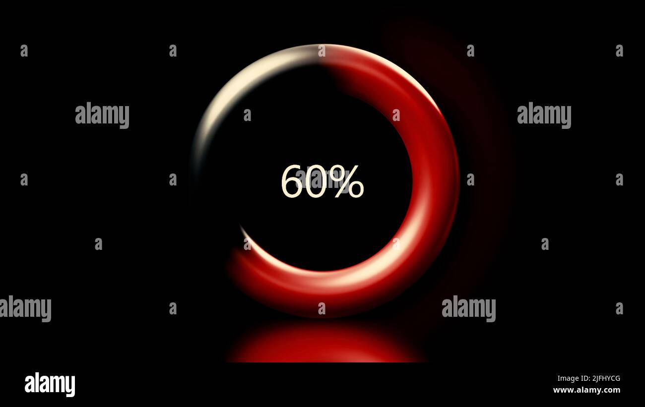 Dark background with red shades.Motion.Loading as a percentage running ...