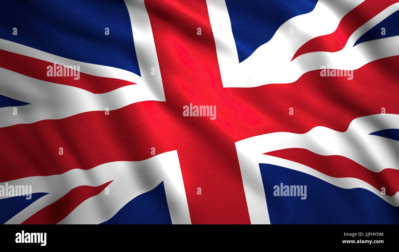 The bright flag of Britain.Motion.Blue is the red and white symbol of ...