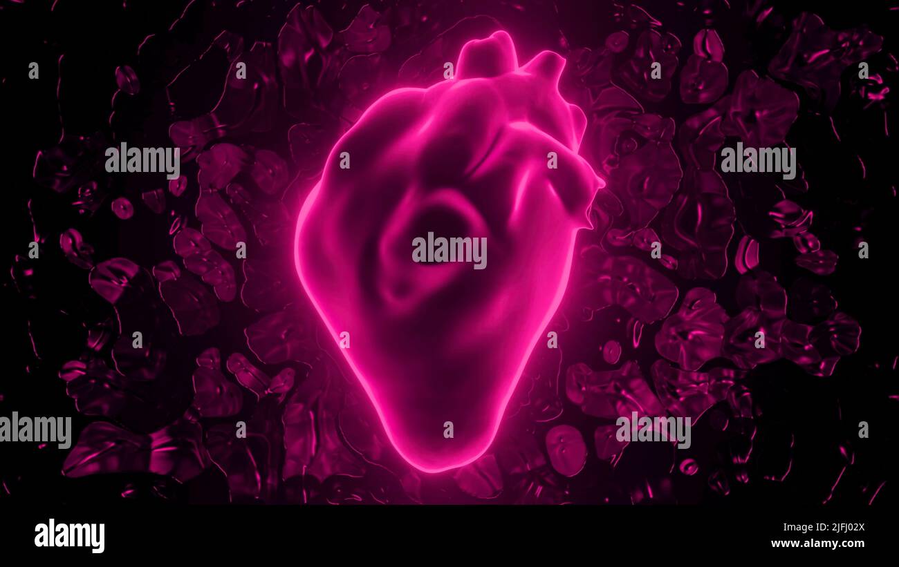 Animation with beating 3d heart. Design. Beautiful 3d animation with ...