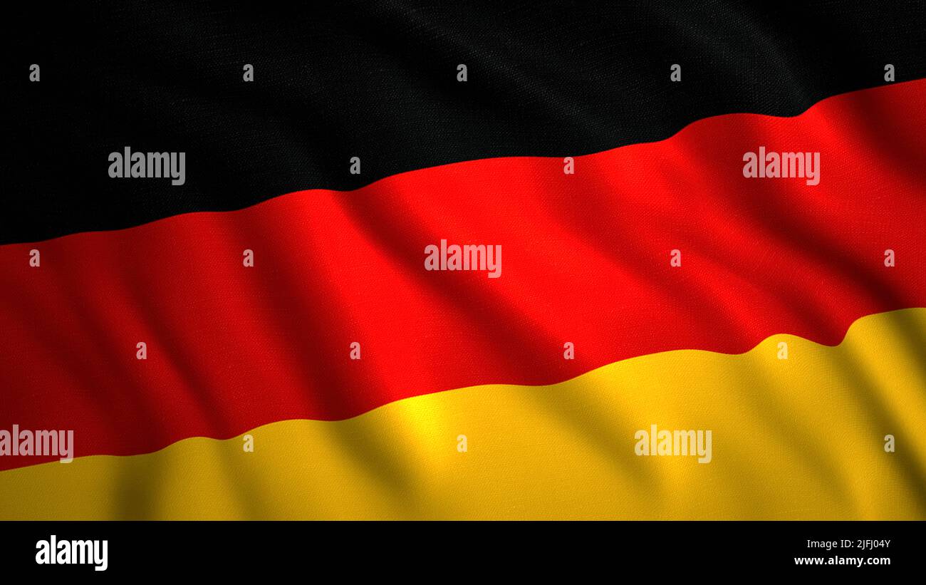 Tricolor flag of Germany.Motion.Black red and yellow are the national ...