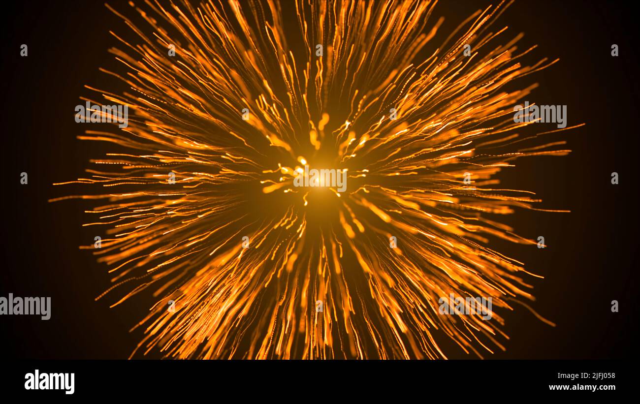 Realistic fireworks explosion on a black cosmic background. Motion ...