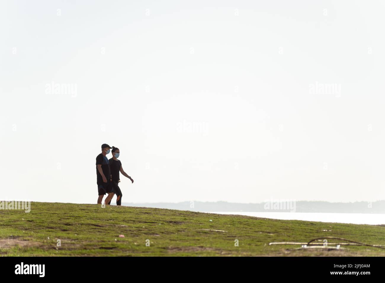 People having fun on a grass floor in Barra neighborhood in Salvador ...