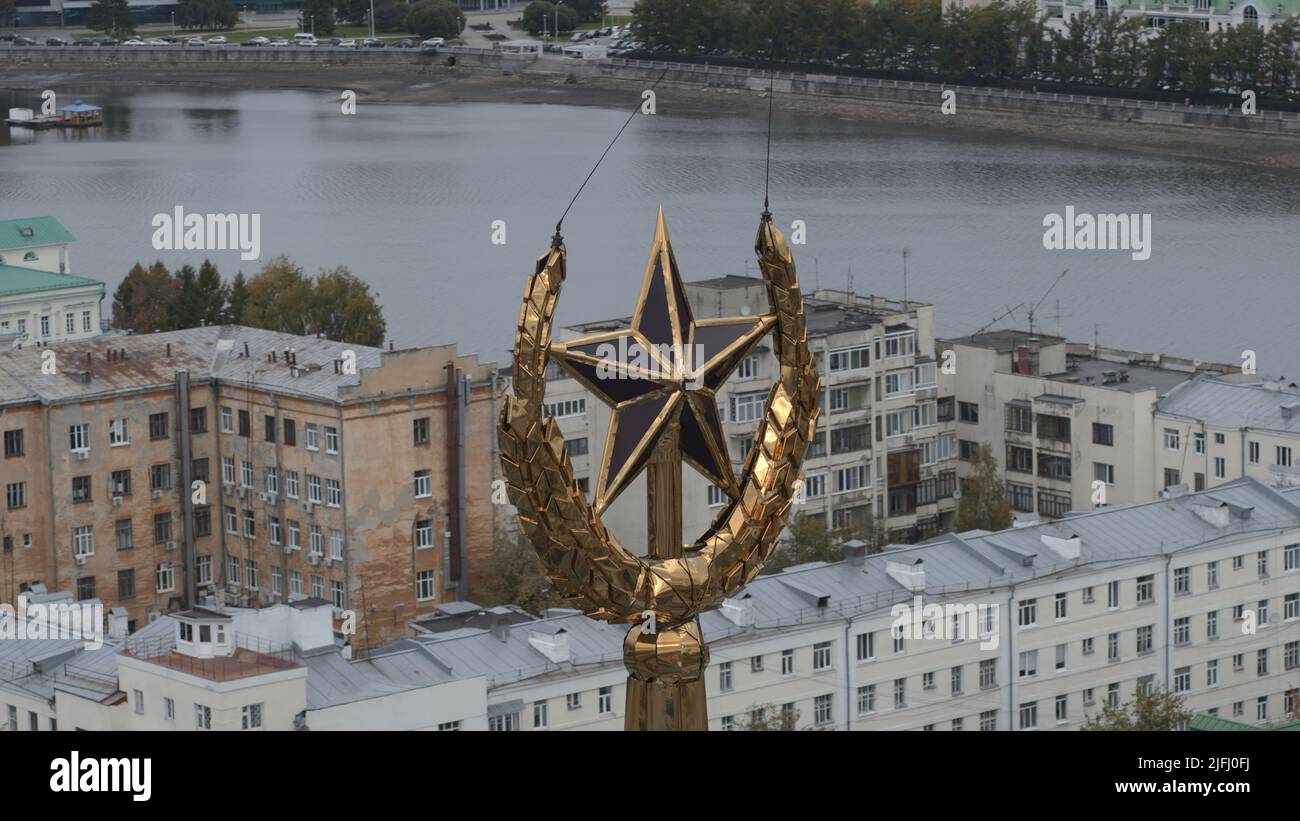 Aerial flying around clock tower hi-res stock photography and images ...