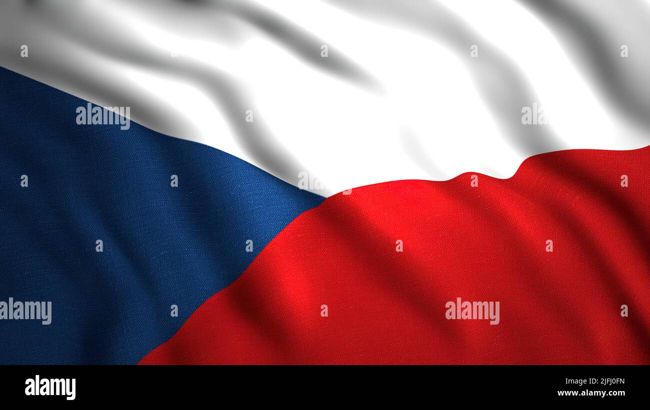 Flag of the Czech Republic.Motion.Tricolor flag with a blue triangle ...