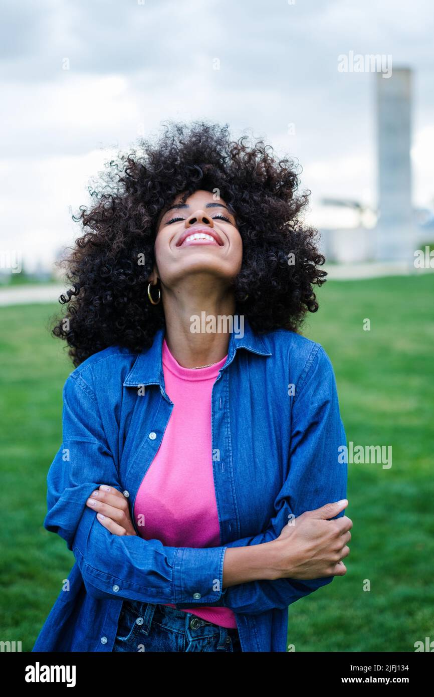Woman taking deep breath smiling hi-res stock photography and images ...