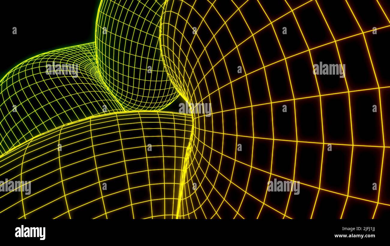 Cyber grid moves in curves. Design. Cybernetic grid in retro style ...