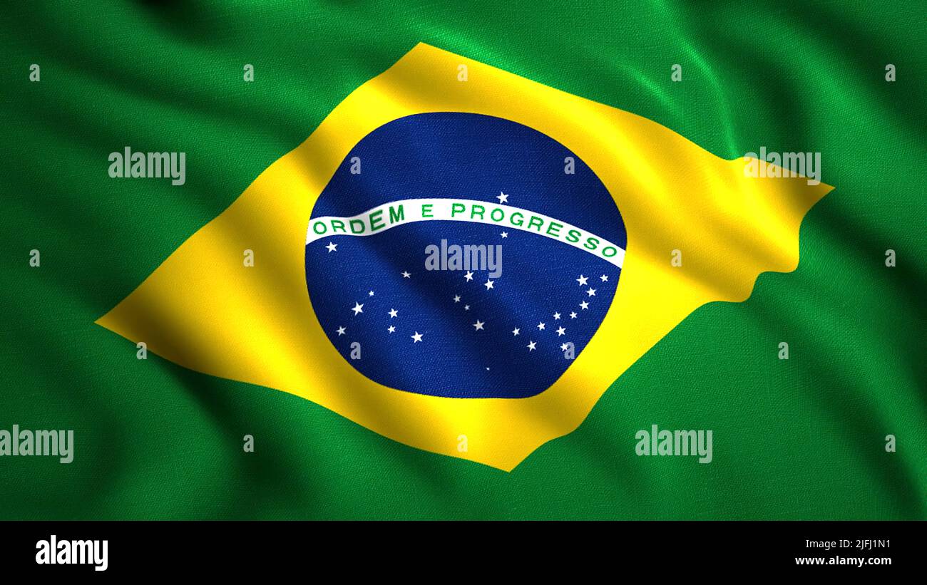 Close up of abstract Brazil flag animation. Motion. Waving colorful ...