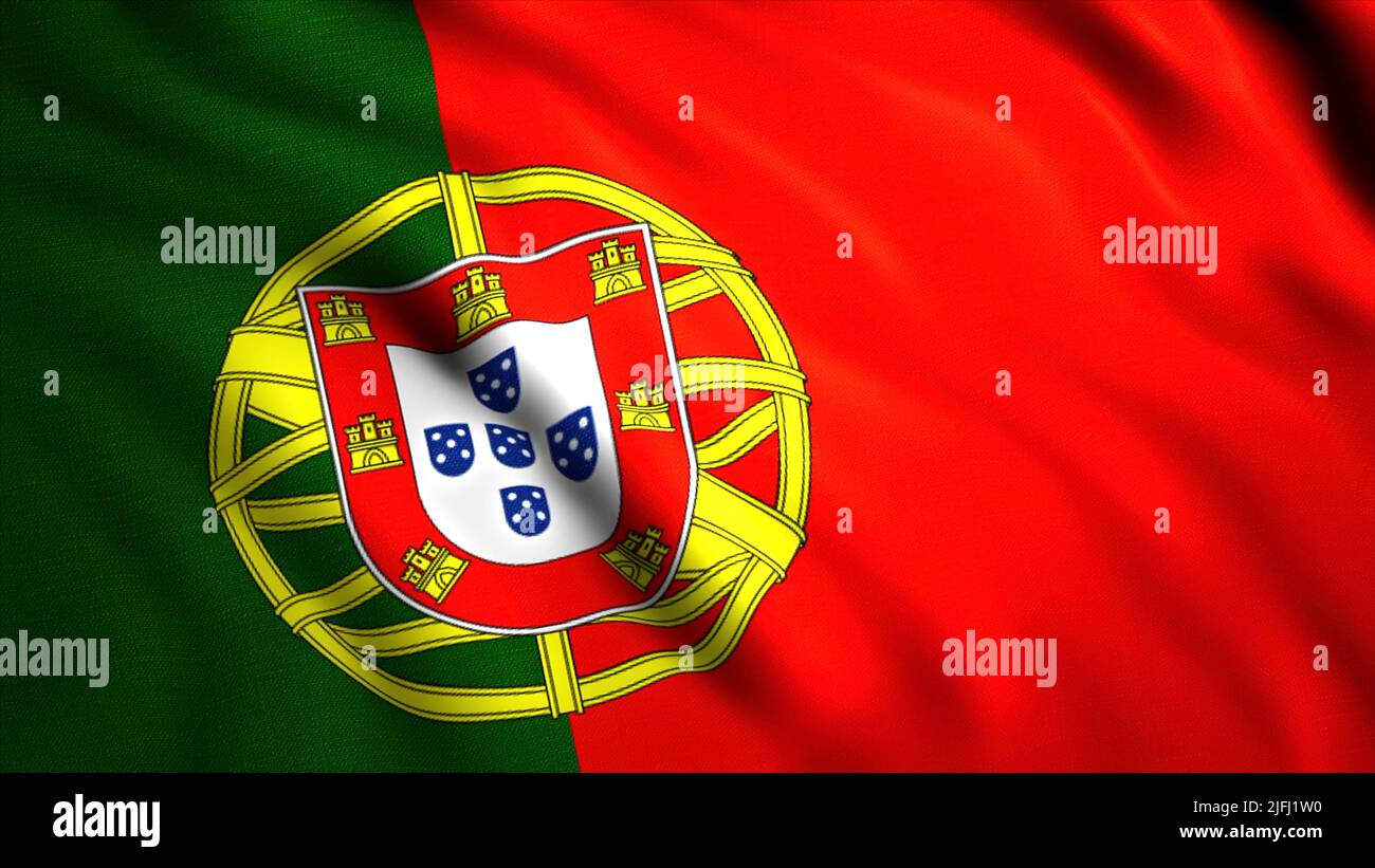 Flag of Portugal, beautiful 3d animation. Motion. Bright contrasting ...