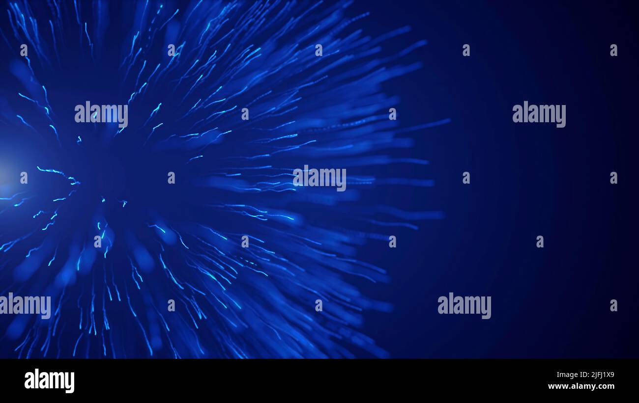 Abstract white star explosion in the blue sky. Motion. Starry ...