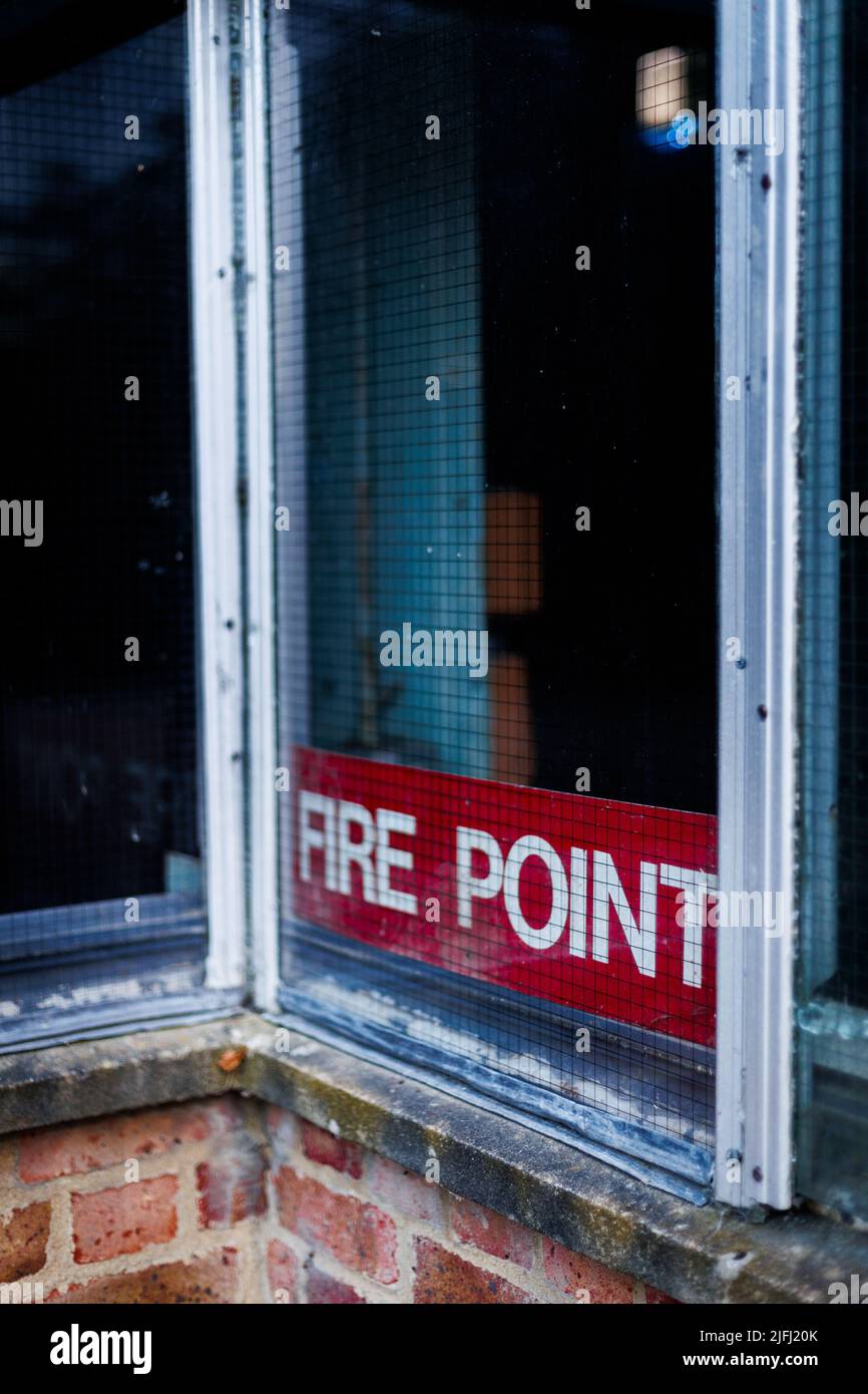 Building R133 fire point sign Stock Photo - Alamy
