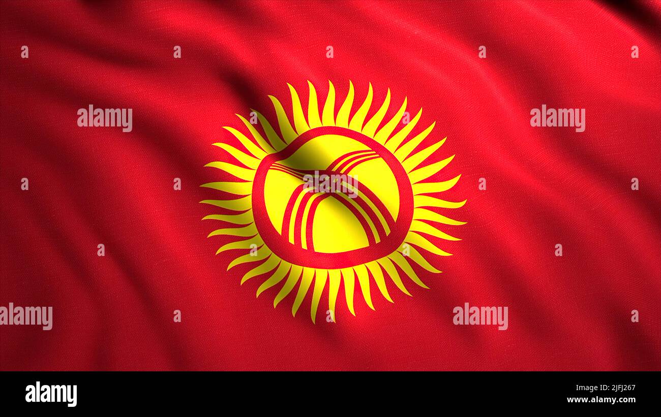 Realistic slow motion waving flag of Kyrgyzstan. Motion. Highly ...
